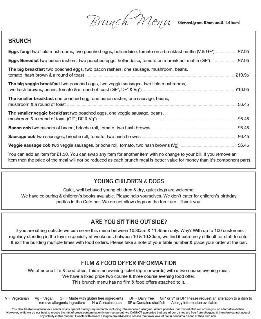 The Red Carpet Cinema and Cafe Bar - Menu