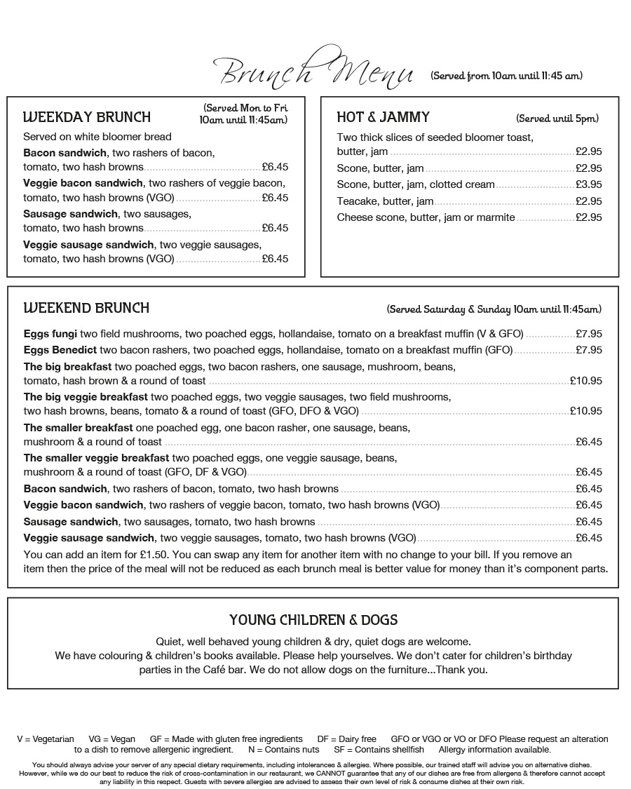 The Red Carpet Cinema and Cafe Bar - Brunch Menu