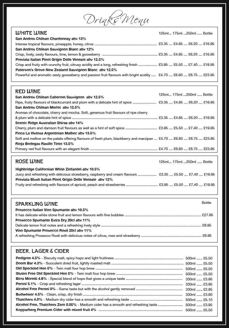 Drinks Menu page 2 | The Red Carpet Cinema and Cafe Bar