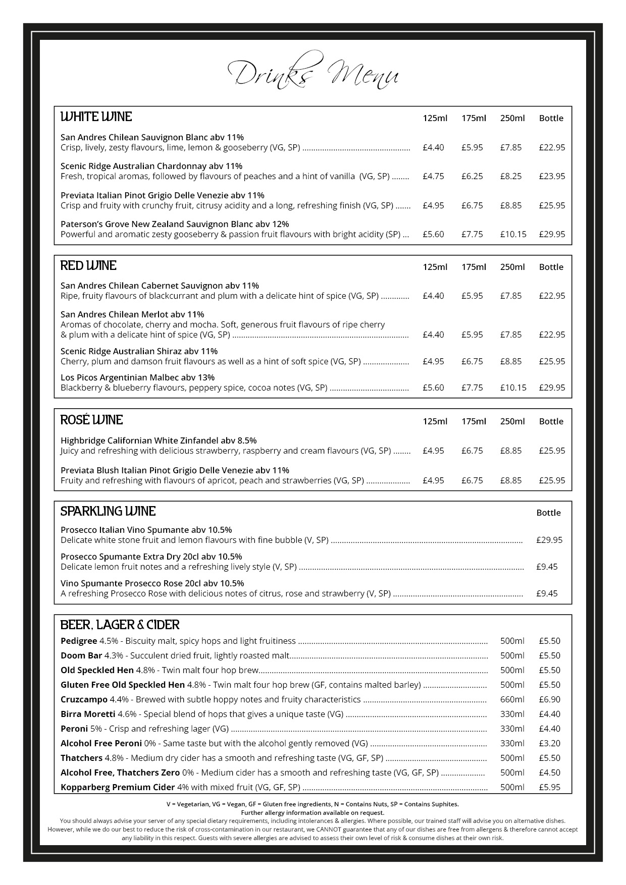 Drinks Menu page 2 | The Red Carpet Cinema and Cafe Bar