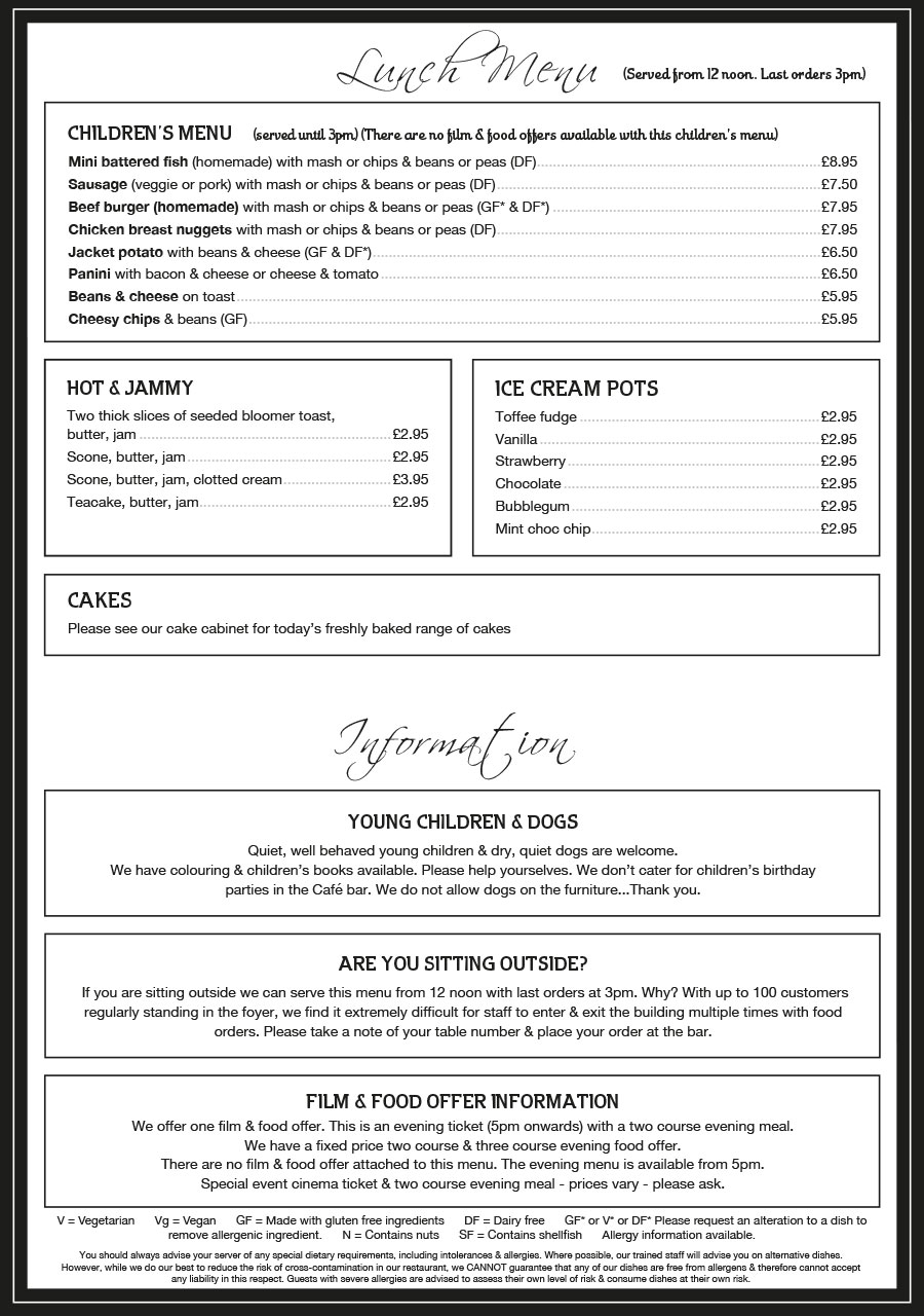 The Red Carpet Cinema and Cafe Bar - Menu Page 3