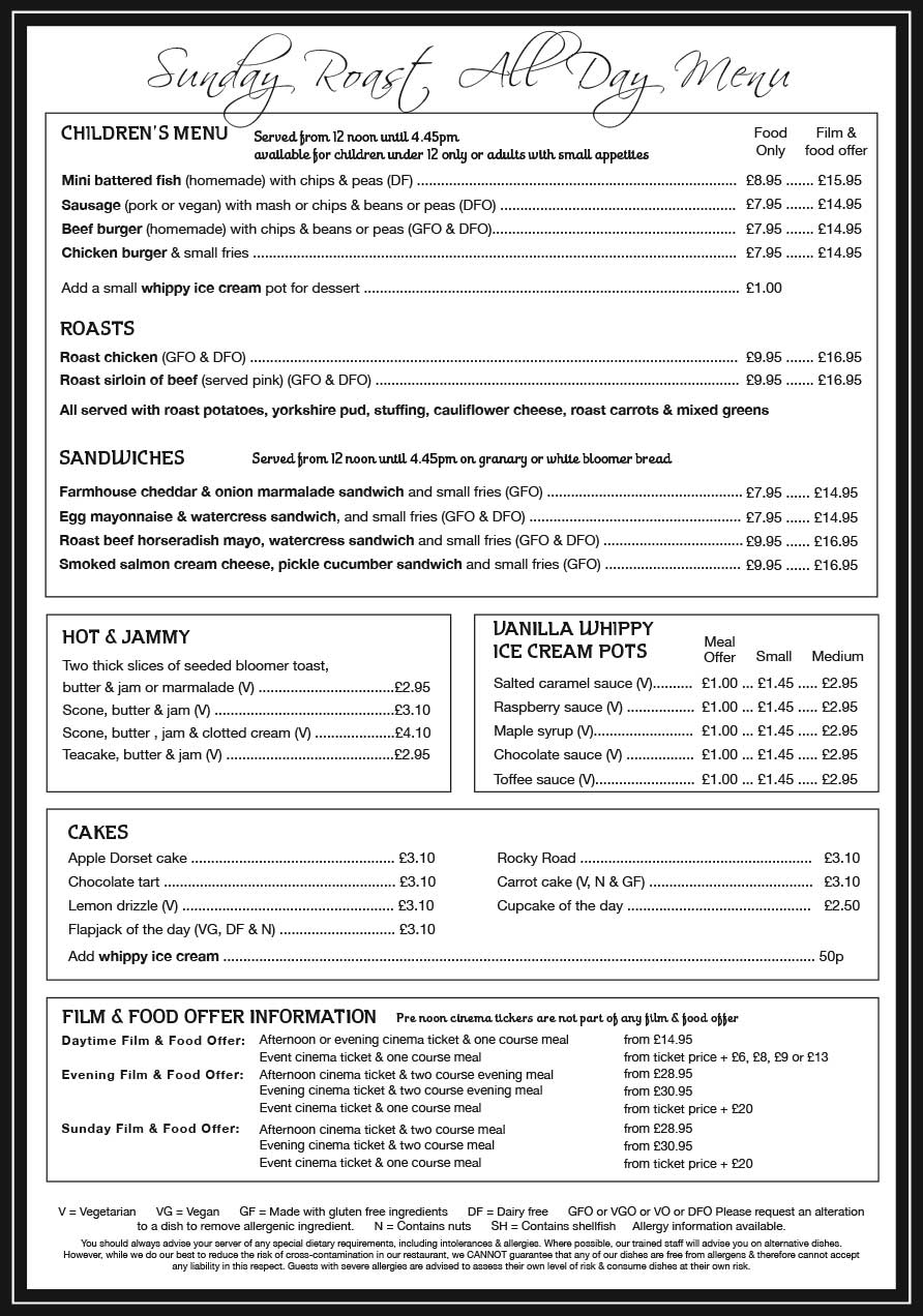 Sunday Lunch page 2 | The Red Carpet Cinema and Cafe Bar