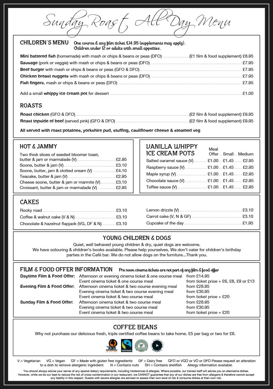 Sunday Lunch page 2 | The Red Carpet Cinema and Cafe Bar