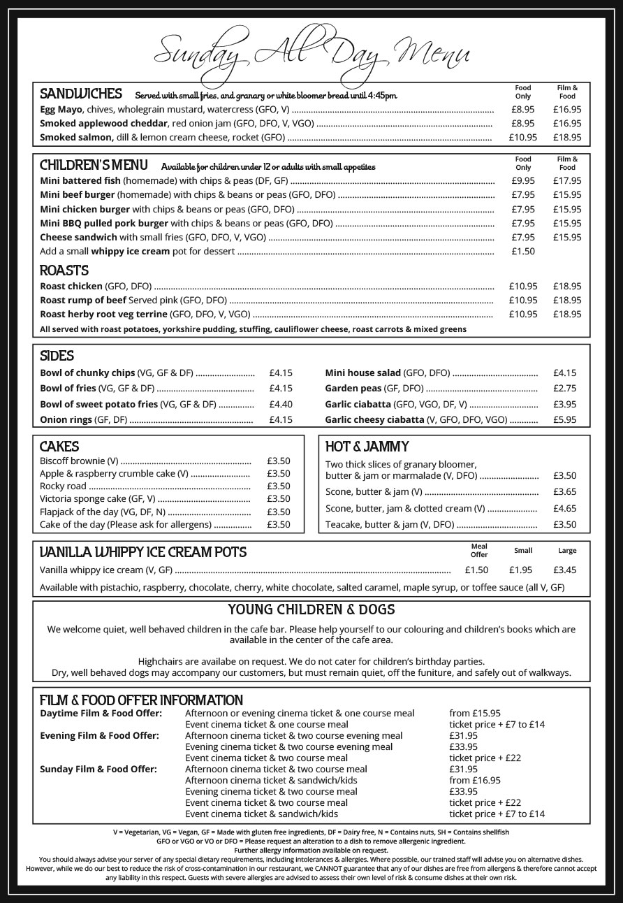 Sunday Lunch page 2 | The Red Carpet Cinema and Cafe Bar