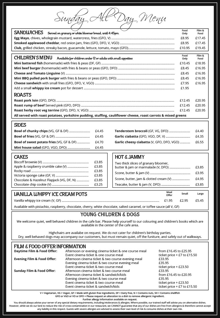 Sunday Lunch page 2 | The Red Carpet Cinema and Cafe Bar